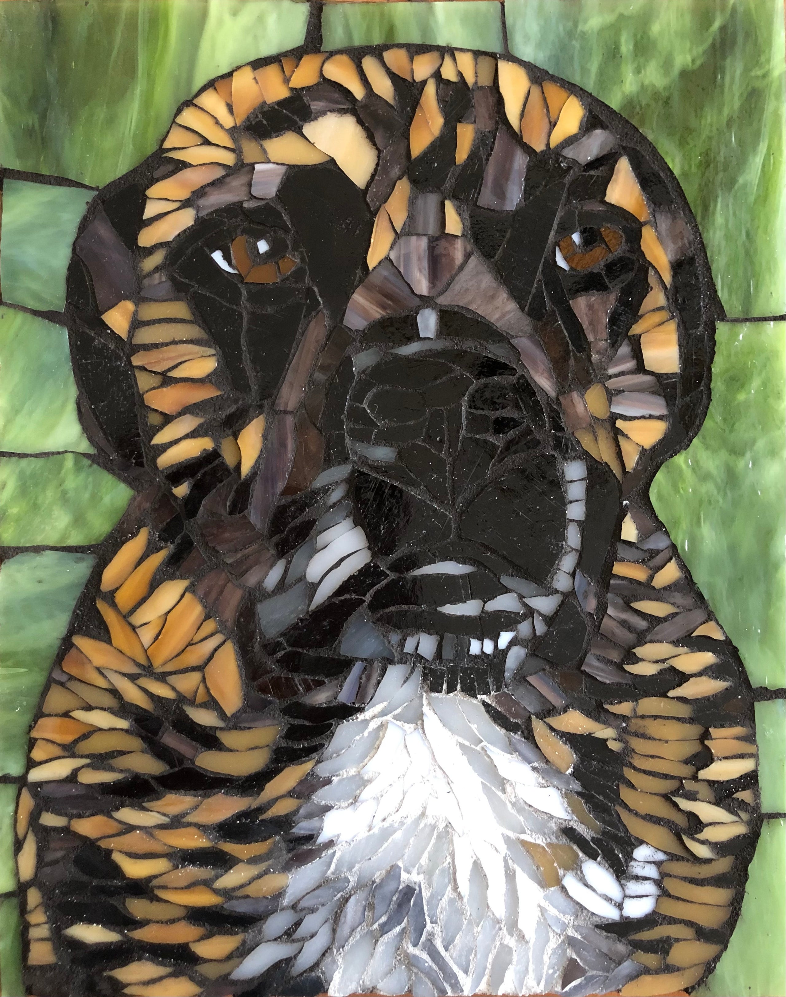Custom Pet Stained Glass Mosaic 8" x 10" | Pieceful Designs Mosaics