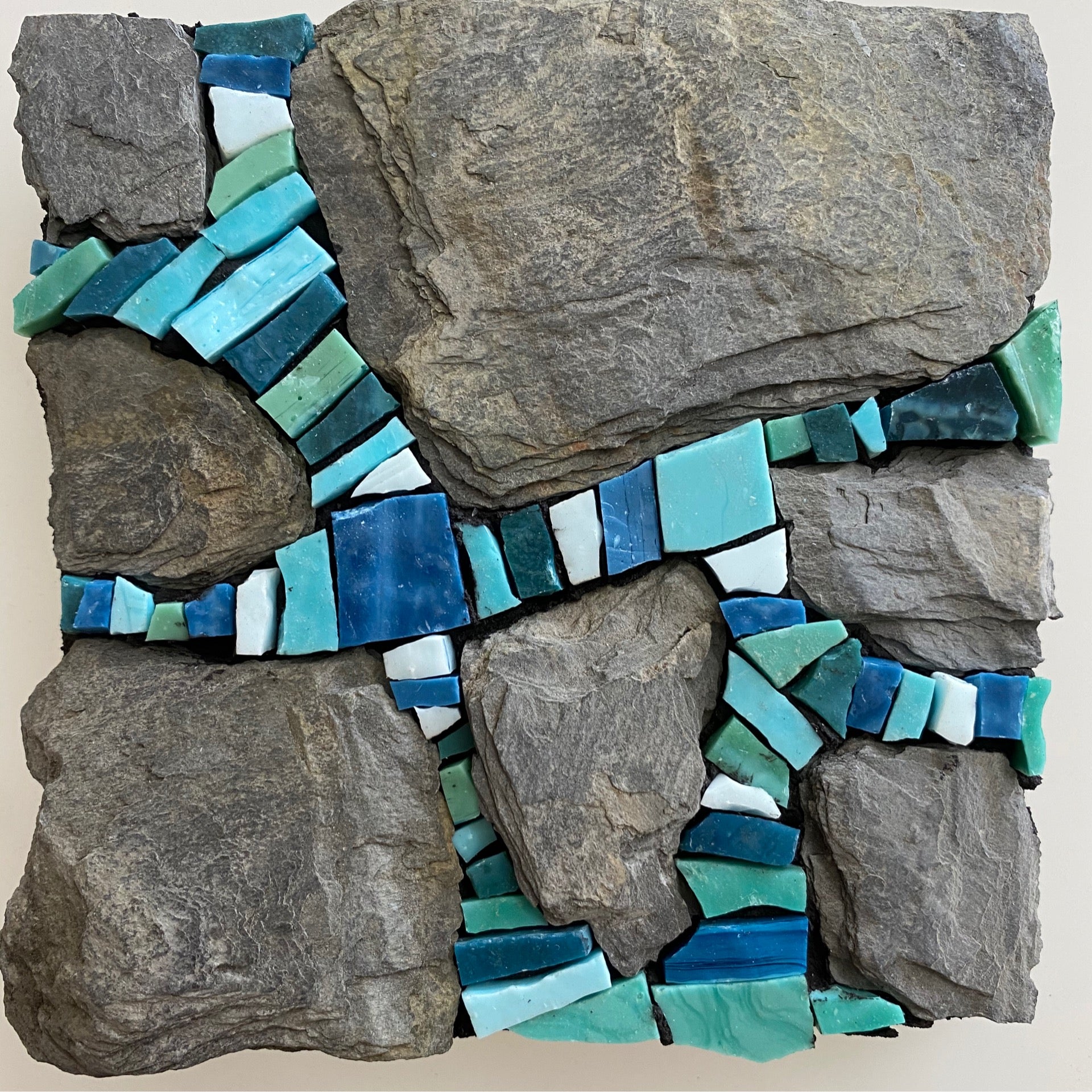Slate Small Work - study in teal | Pieceful Designs Mosaics